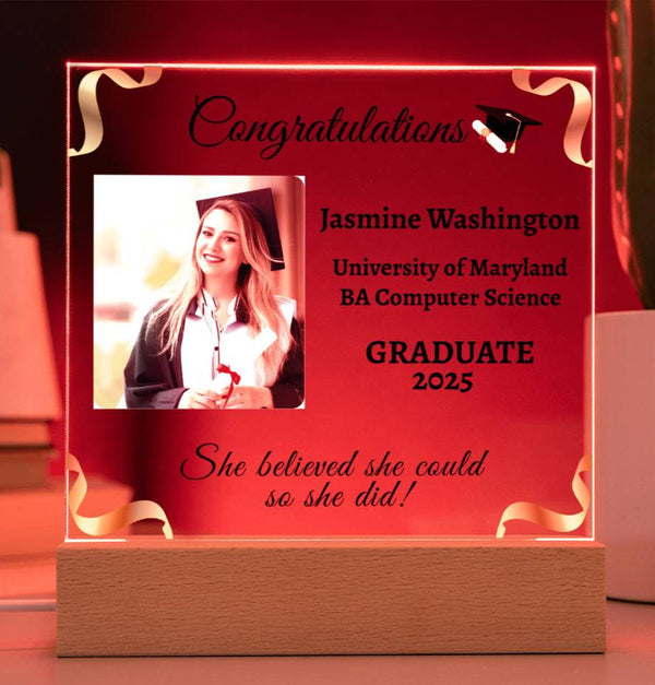 Personalized Graduation Photo Acrylic Square Nite Light! Class of 2025 ...